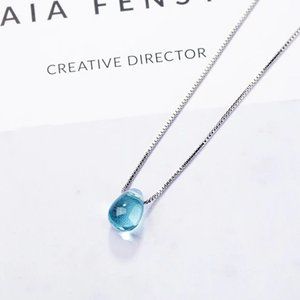 Jewelry | New 925 Sterling Silver Crystal Waterdrop Necklace | Poshmark